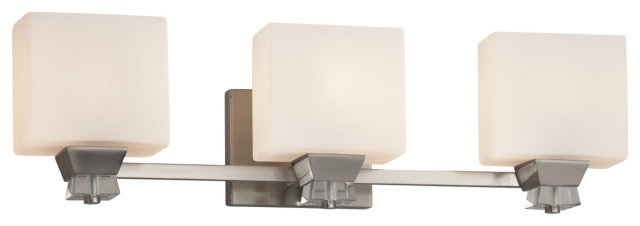 Ardent 3-Light Bath Bar, Brushed Nickel & Opal Artisan Glass ...