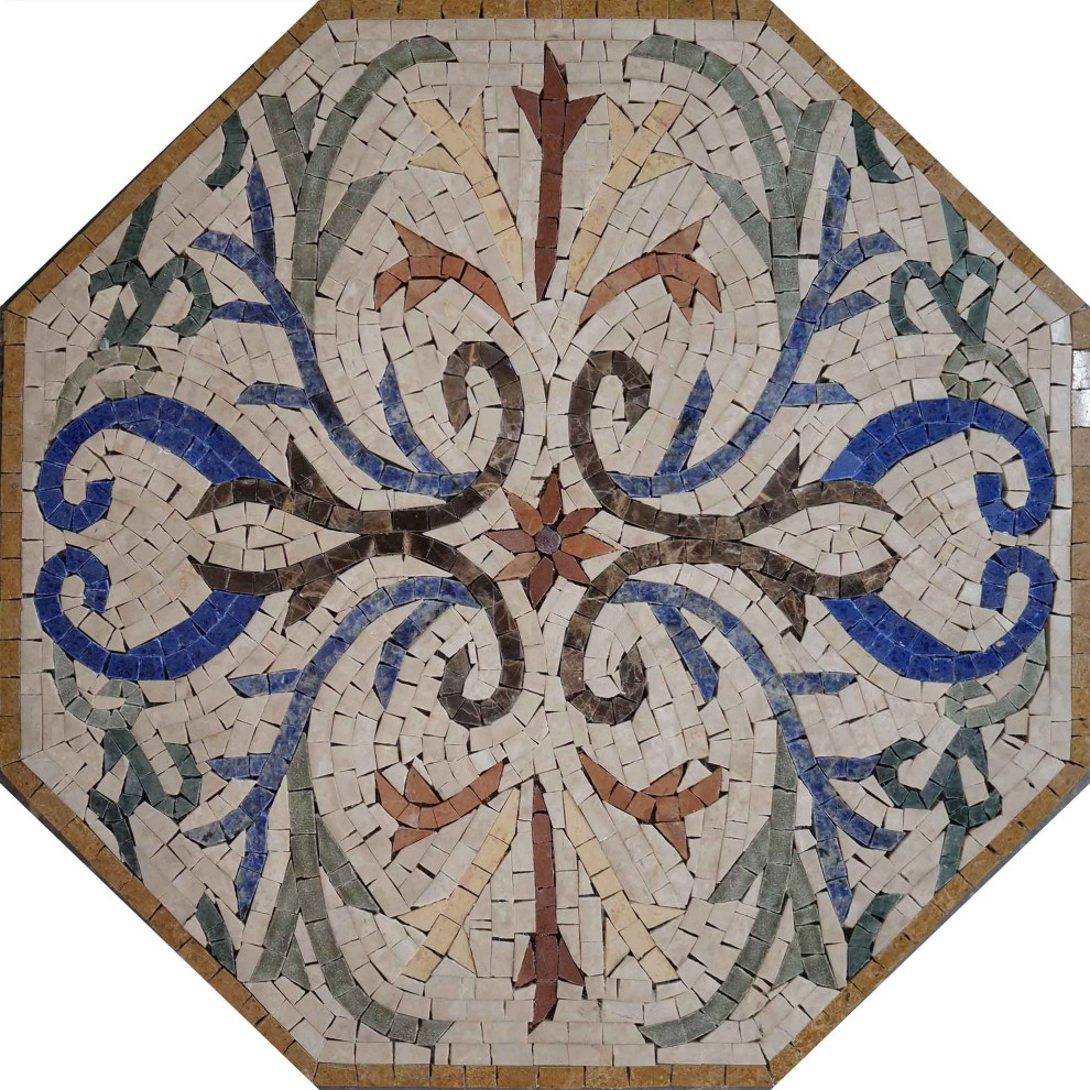 Geometric Mosaic Art - Neutral Octagon Design, 72" x 72" - Traditional ...