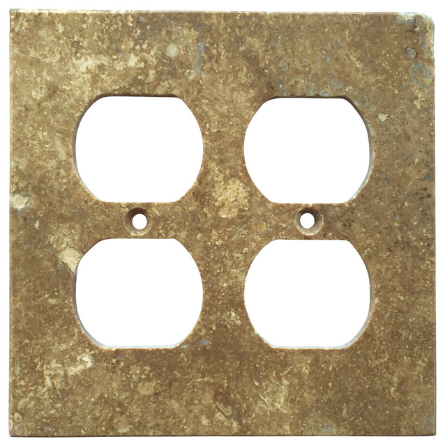 Dark Walnut Travertine Switch Plate Cover Double Duplex, 4.5"x5.5 ...