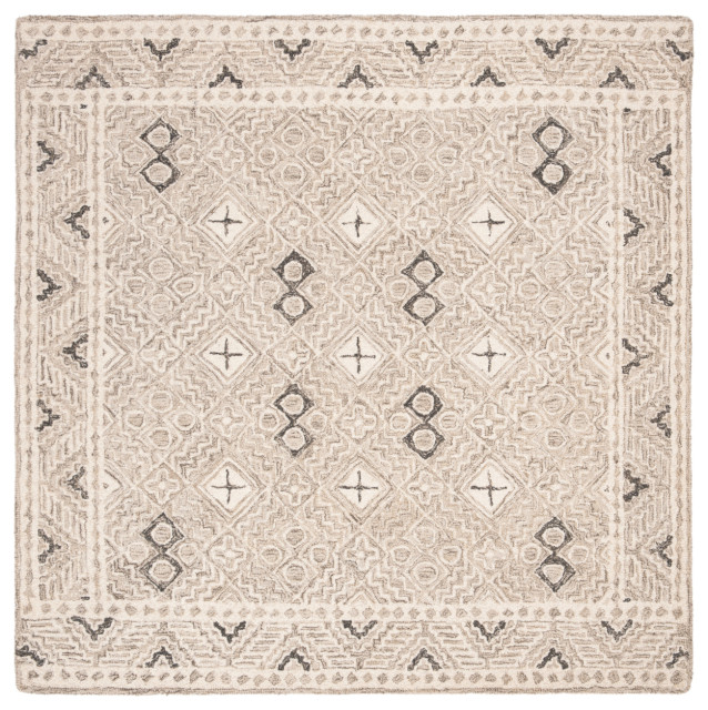 Safavieh Mlp803f Micro-Loop Grey / Ivory, 5' square - Southwestern ...
