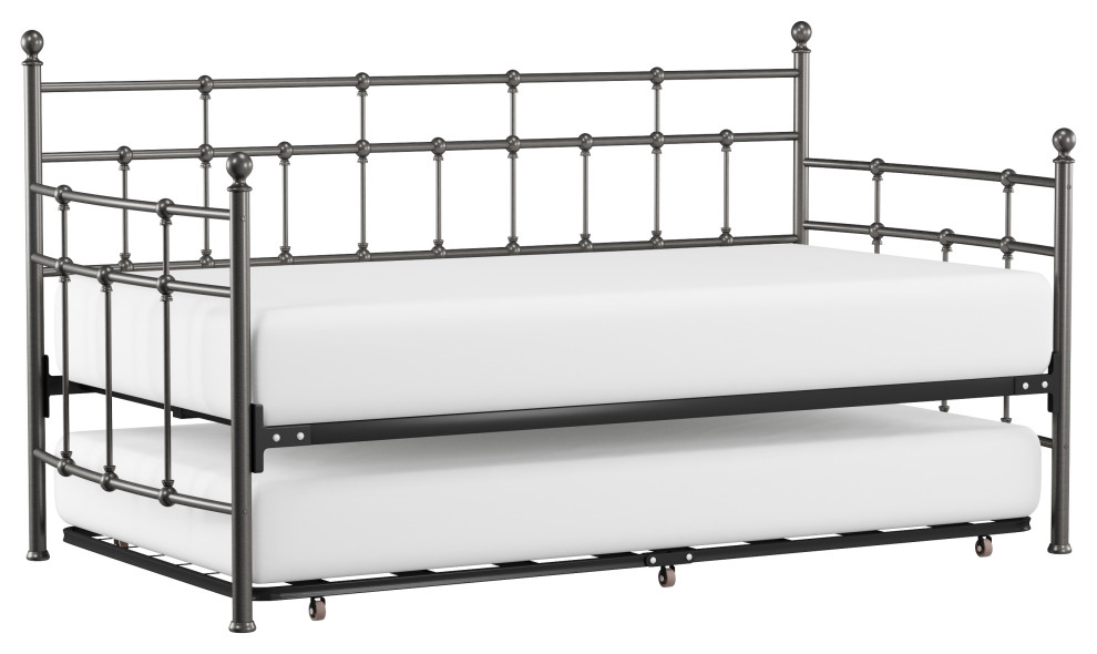Hillsdale Providence Metal Twin Daybed With Roll Out Trundle, Twin ...