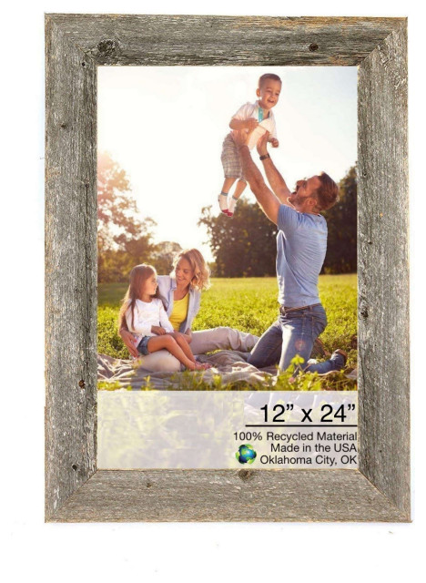 12" x 24" Rustic Farmhouse Gray Wood Frame - Farmhouse - Picture Frames ...