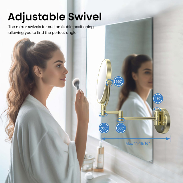 Circular LED Wall Mount Magnifying Make Up Mirror - Modern - Makeup ...