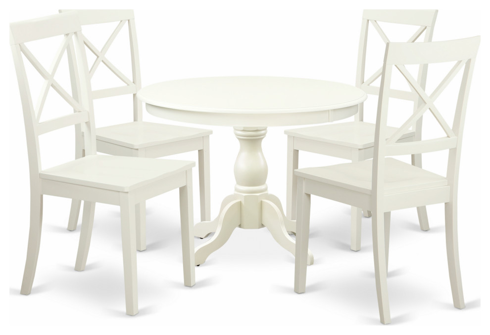 3-Piece Dining Set, Linen White Small Table, 2 Linen White & Chairs ...