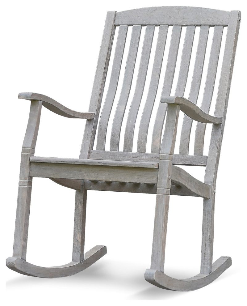 Richmond Weathered Teak Wood Porch Rocking Chair - Farmhouse - Outdoor ...