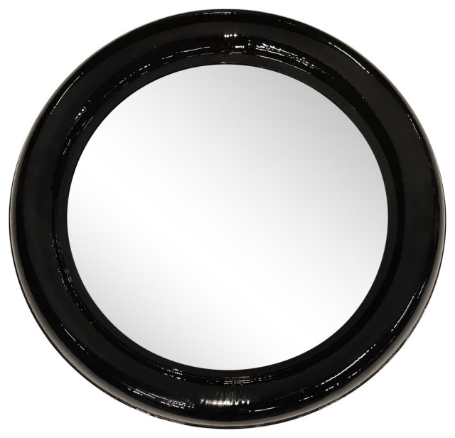 Metal 36" Round Mirror, Black - Transitional - Wall Mirrors - by GwG ...