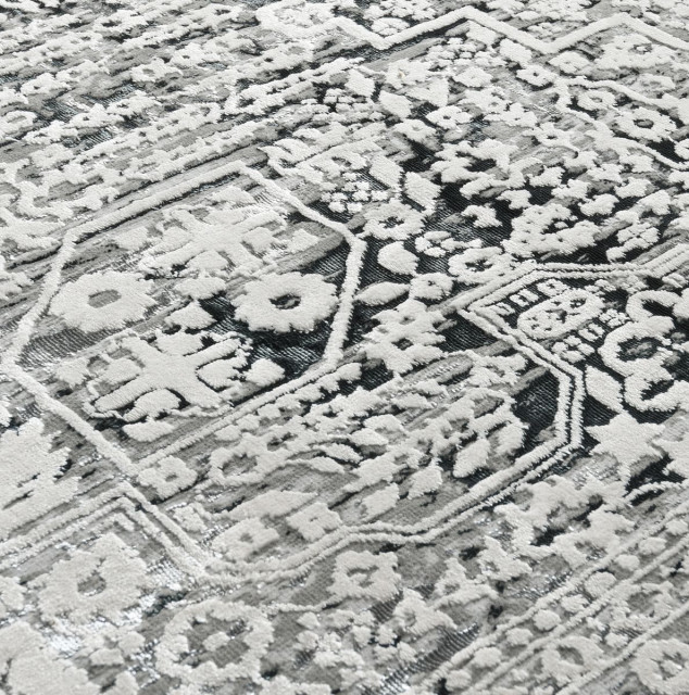 Classic Home Vienne Black/Birch Rug, 2.6'x8' - Contemporary - Hall And ...