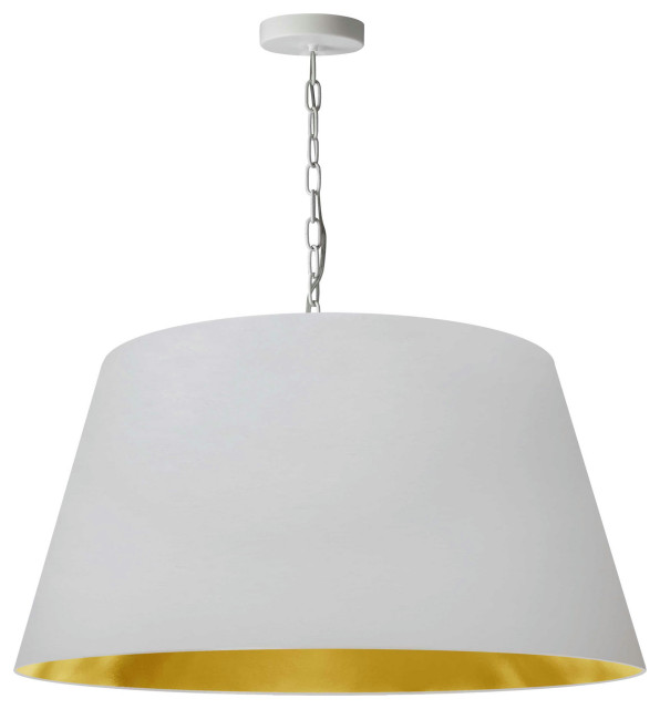 1 Light Brynn Large Pendant, White/Gold Shade,White - Transitional ...