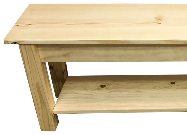 Pine Wood Storage Bench With Shelf, 42" - Transitional - Accent And ...