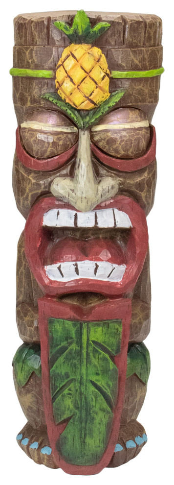 16" Solar Lighted Polynesian Outdoor Garden Tiki Statue - Tropical ...