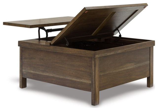 Moriville Grayish Brown Lift-Top Coffee Table, 36"W x 36"D x 18"H ...