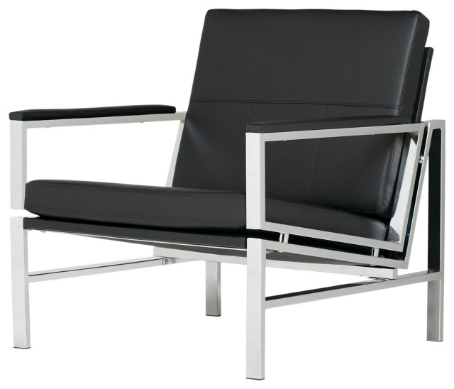 Modern Accent Chair, Chrome Metal Frame With Faux Leather Upholstery ...