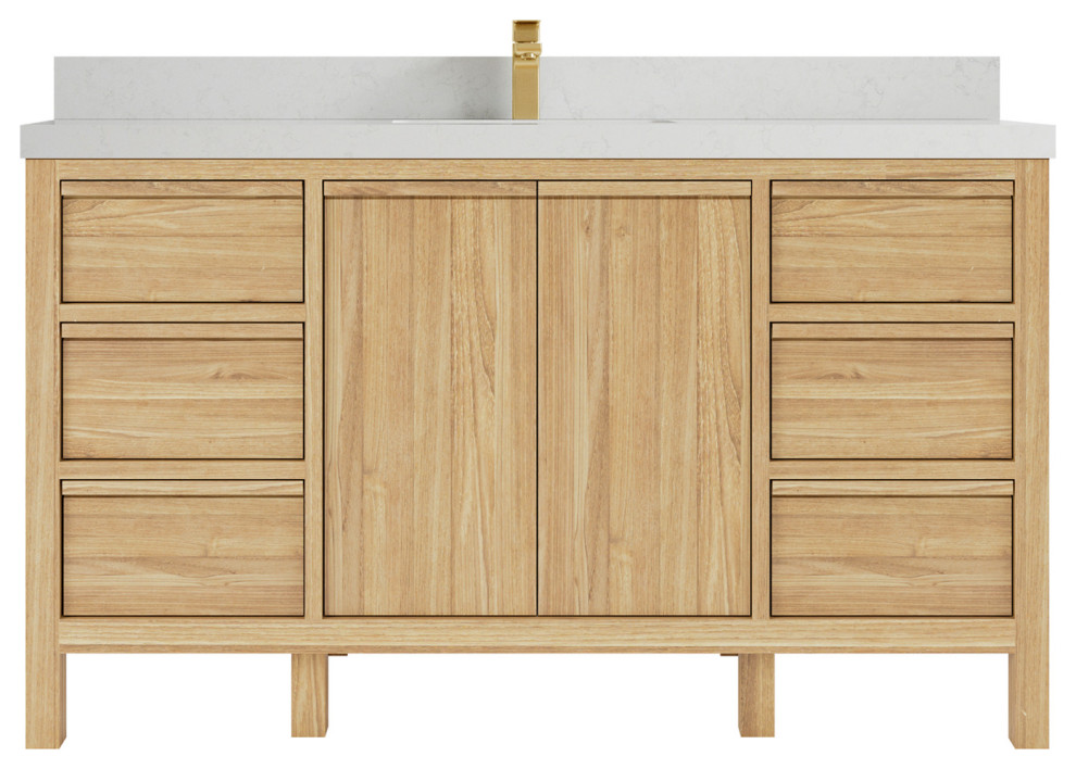 Willow Collections Elizabet Teak Bathroom Vanity Set, 60" Single ...