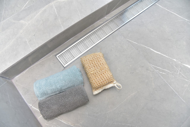 SereneDrains Offset Side Linear Shower Drain Brushed Stainless Steel ...