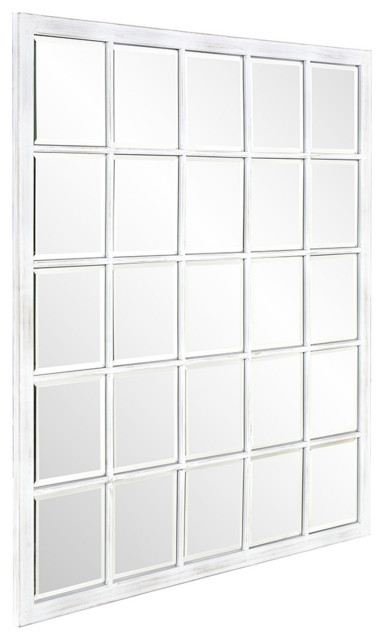 HomeRoots Rectangular White Finish Metal Tile Frame Mirror ...