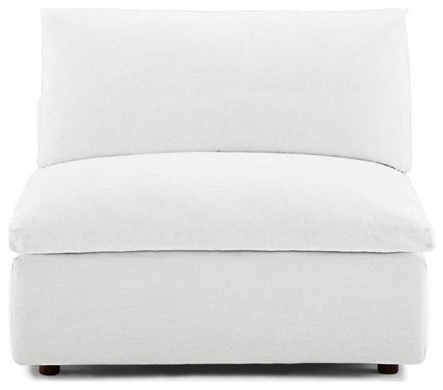 Pemberly Row Modern Down Filled Overstuffed Armless Chair in White ...