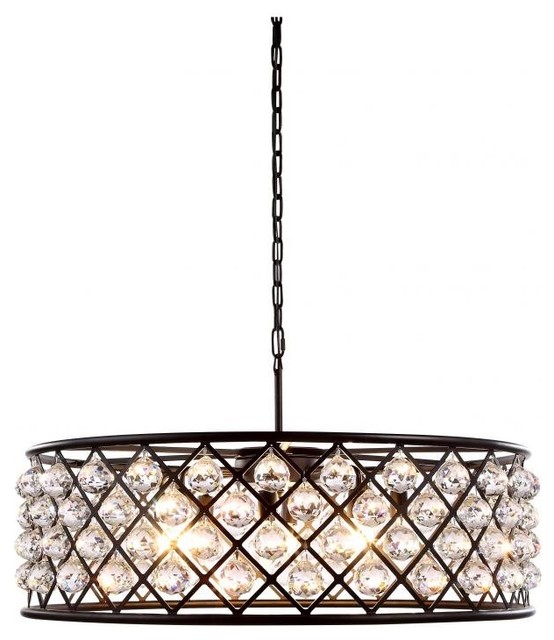 Madison 32" Chandelier, Mocha Brown, Clear Crystal - Contemporary ...
