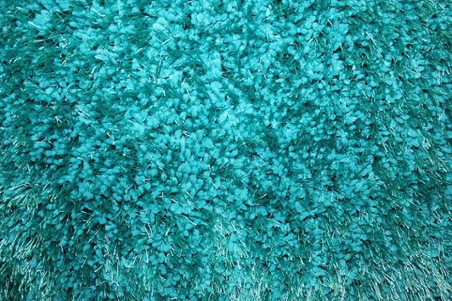 2'x3' Turquoise Living Room Doormat, Shaggy and Hand-Tufted Made in ...