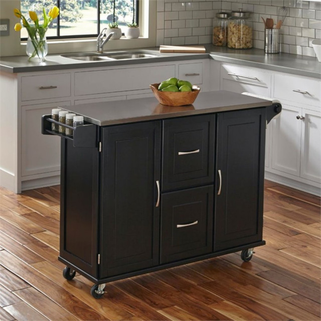 Homestyles Dolly Madison Wood Kitchen Cart in Off White - Transitional ...