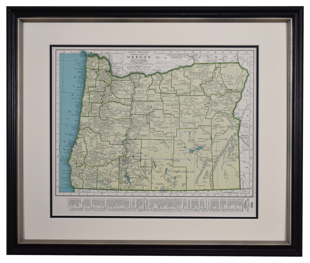 Original Vintage Oregon State Map, Framed - Traditional - Prints And ...