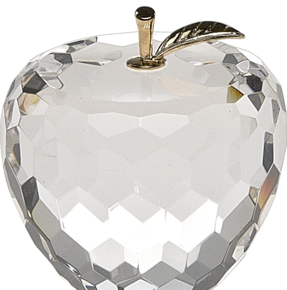 3" Clear and Gold Crystal Apple Tabletop Sculpture - Contemporary ...