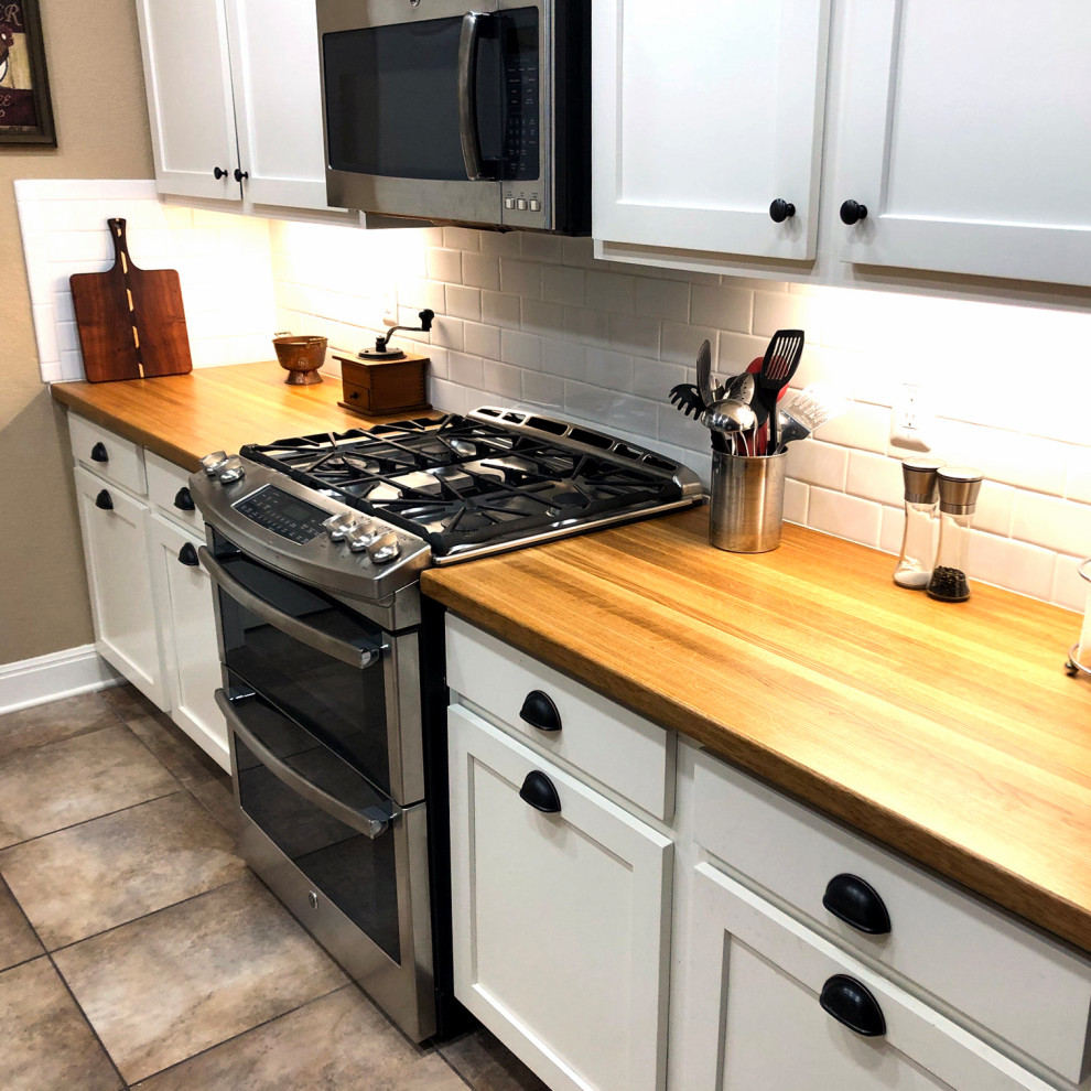 White Oak Edge Grain Butcher Block Countertop - Modern - Kitchen ...