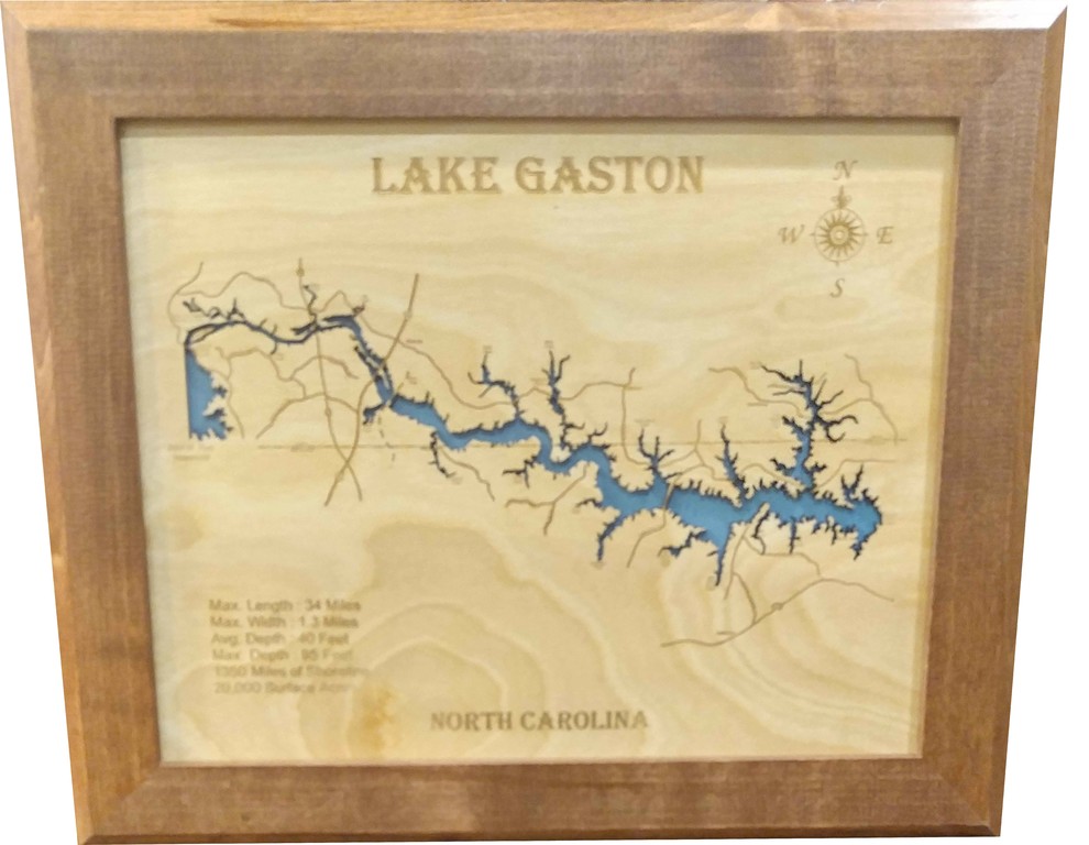 Lake Gaston, North Carolina-Wood Lake Map, Small - Contemporary - Wall ...