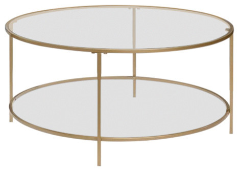 Pemberly Row Round Coffee Table in Satin Gold - Contemporary - Coffee ...