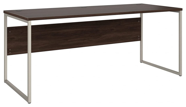 Modern Desk, Metal Legs With Large Rectangular Top With Grommets, Black ...
