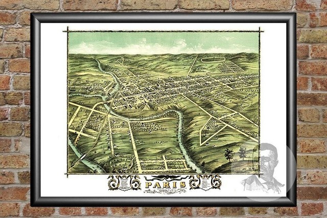 Old Map of Paris Kentucky 1870, Vintage Map Art Print, 12"x18 ...