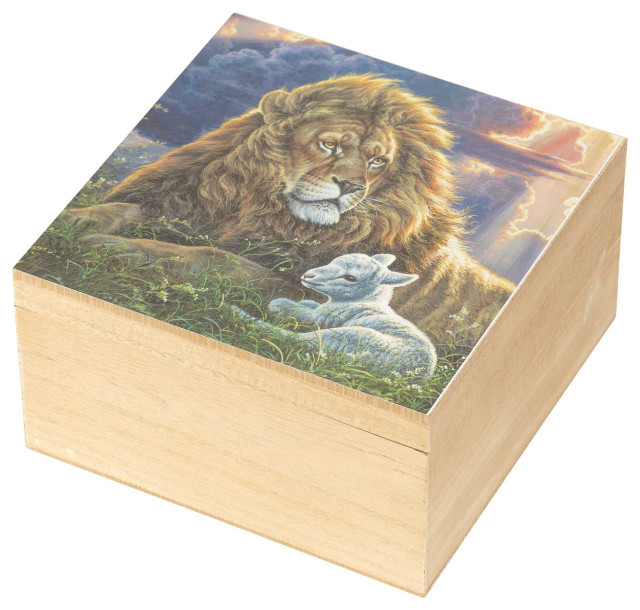 Wood Box, Lion And Lamb Perfect Peace - Contemporary - Decorative Boxes ...
