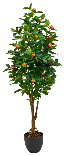 Real Touch Orange Tree In Pot, 51" - Farmhouse - Artificial Plants And ...