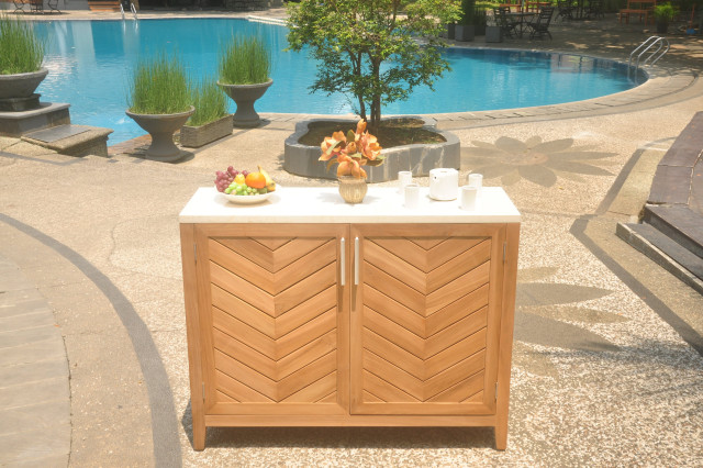 Ventura Teak Storage Cabinet Double Door - Bar, Patio Serving Area ...
