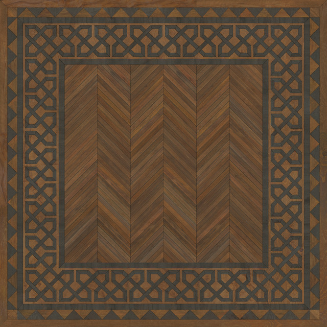 Artisanry University, Oxford 60x60 Vintage Vinyl Floorcloth, Brown/Aged ...
