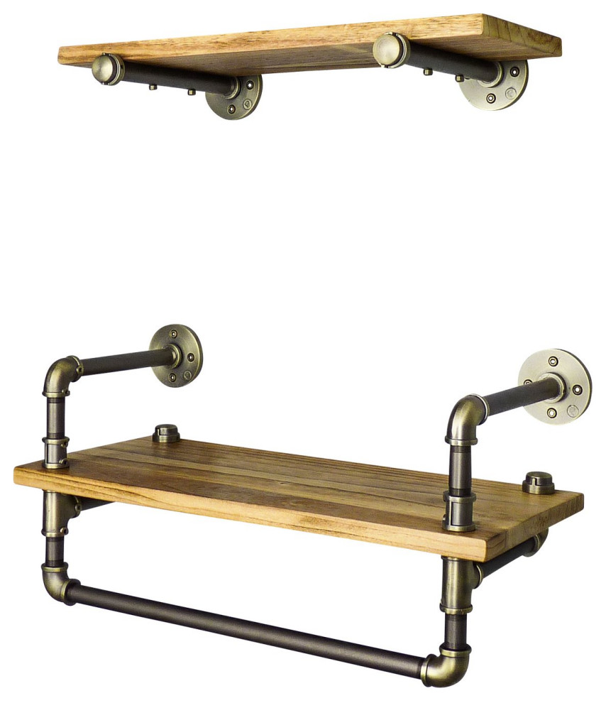 Austin Farmhouse Industrial 24" and 27" Wide 2-Piece Shelf Rack ...