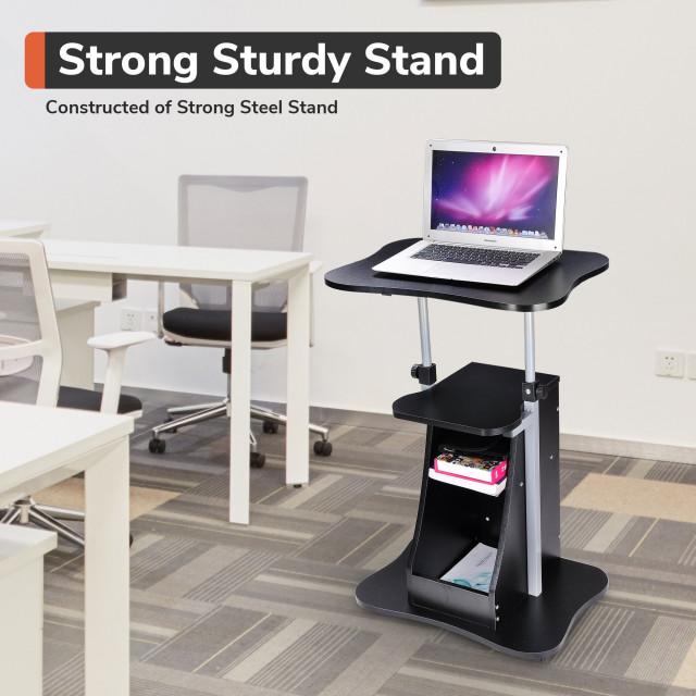 Yescom Mobile Podium Stand Laptop Cart Height Adjustable & 360° Wheels ...