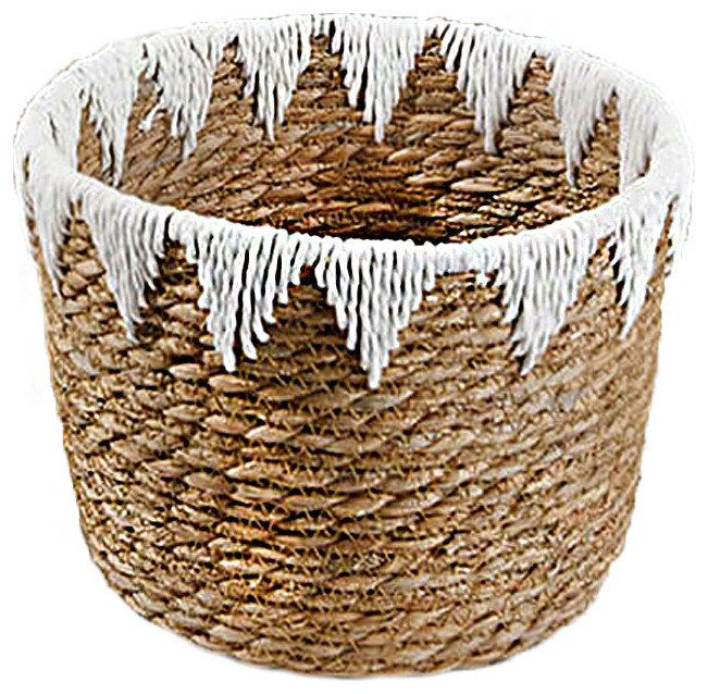 Serene Spaces Living Handmade Cattail Leaf Basket, Small - Tropical ...
