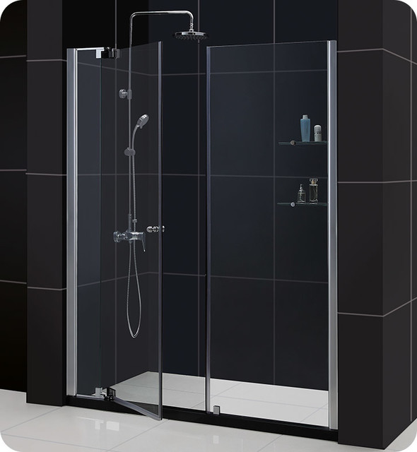 DreamLine Allure 55 in Frameless Pivot Shower Door, Clear Glass Door ...