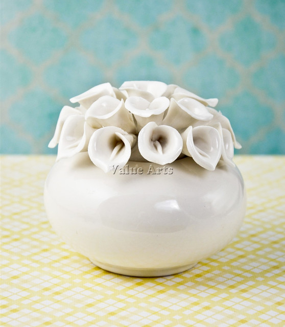 Vaco Porcelain Calla Lily Flower Fragrance Diffuser, 4.5"x4.5" - Traditional - Home Fragrances ...