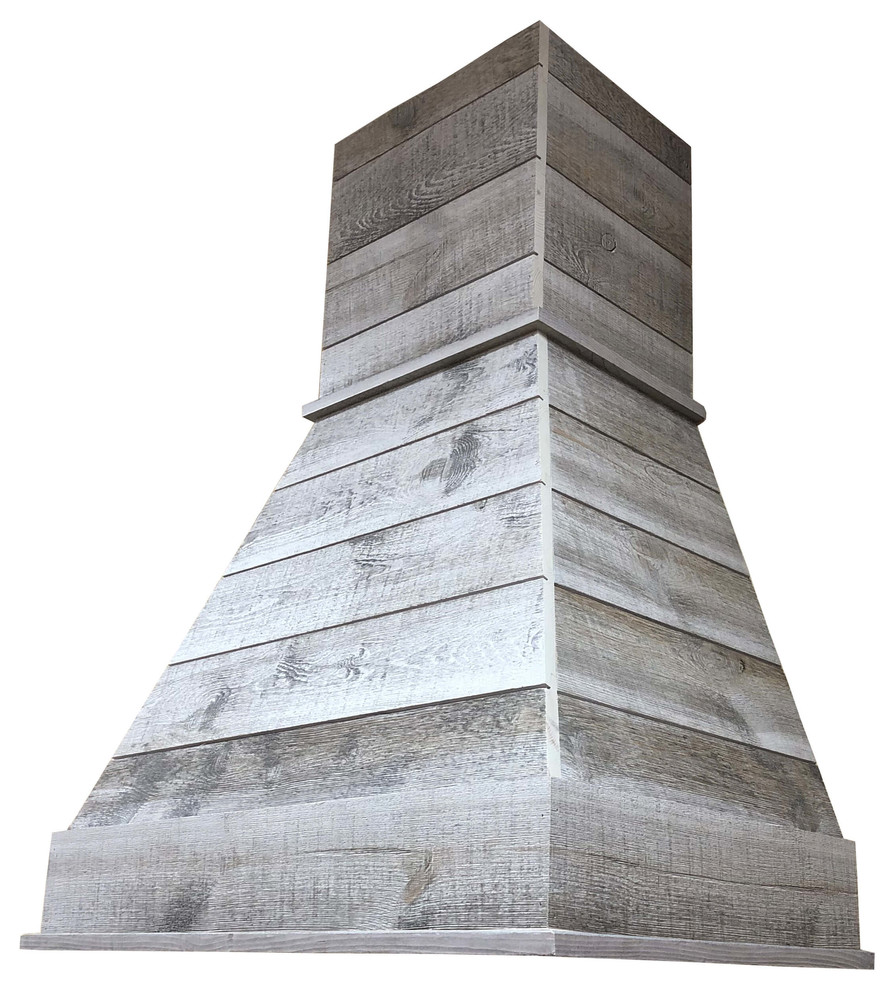 Castlewood Rustic Shiplap Chimney Range Hood - White Wash, 30" - Rustic ...