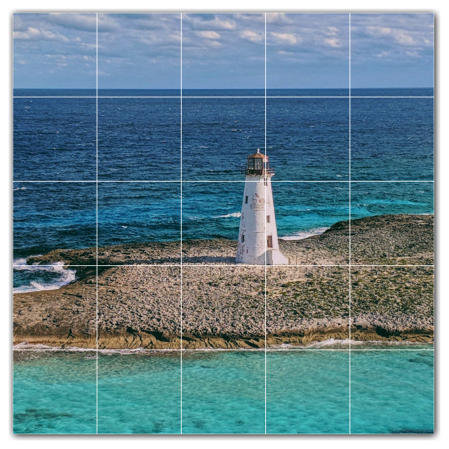 Lighthouse Ceramic Tile Wall Mural HZ500817, 40" Wide x 40" High ...