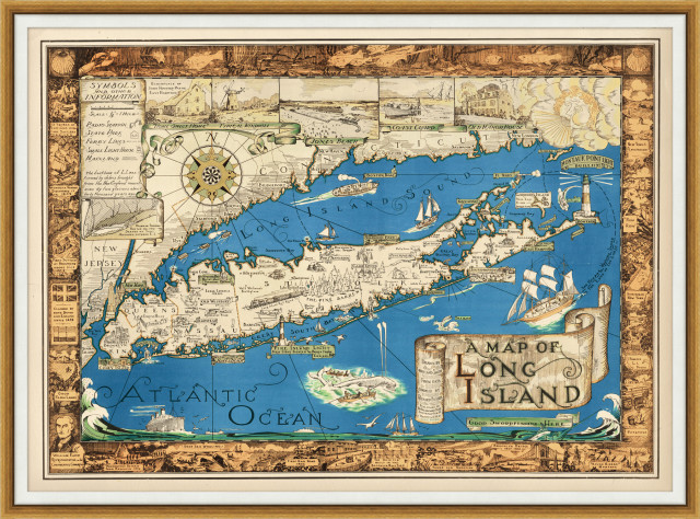 Map Of Long Island Sound, Giclee Reproduction Artwork, 53.25x39.25 ...