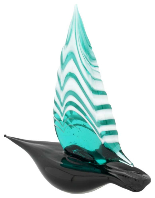 GlassOfVenice Murano Glass Small Sailboat - Ocean Green - Beach Style ...