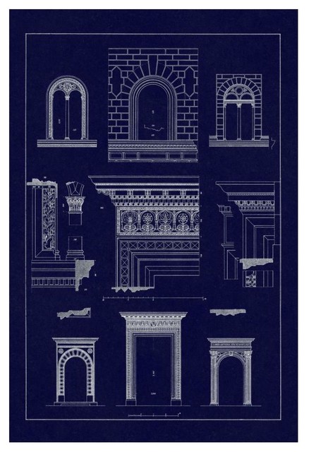 "Windows and Doorways of the Renaissance (Blueprint)" Paper Art, 14"x20 ...