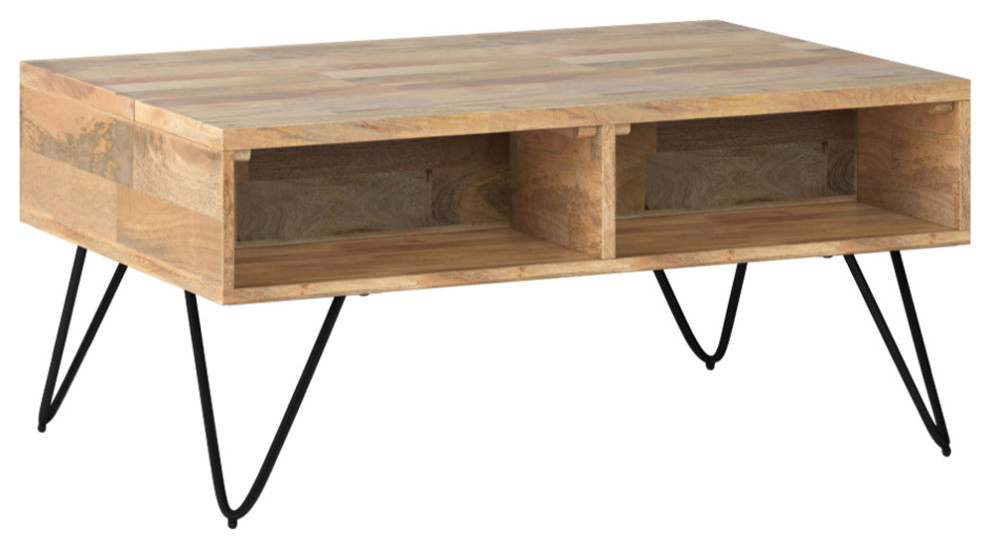 Hunter Solid Mango Wood Small Lift Top Coffee Table - Midcentury ...