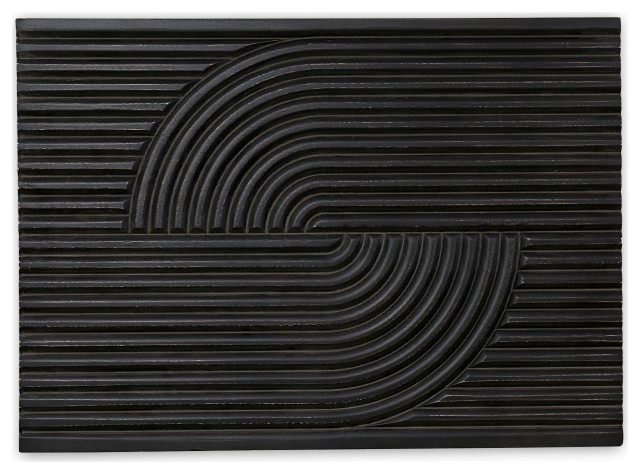 Knott Carved Mango Wood Black Wall Art, W 20 x D 1 x H 28 ...
