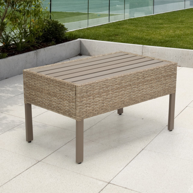 Maui Outdoor Coffee Table, Natural Aged Wicker - Tropical - Outdoor ...