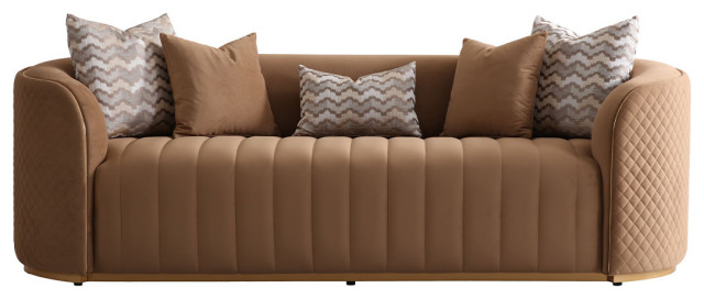 Ariana Velvet Sofa, Caramel - Contemporary - Sofas - by Michael Amini ...