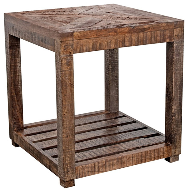 Porter Designs Gunnison Solid Wood End Table - Brown - Rustic - Side Tables And End Tables - by ...