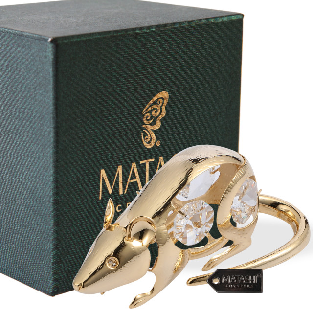 24K Gold Plated Crystal Studded Rat Year of the Rat - Contemporary ...
